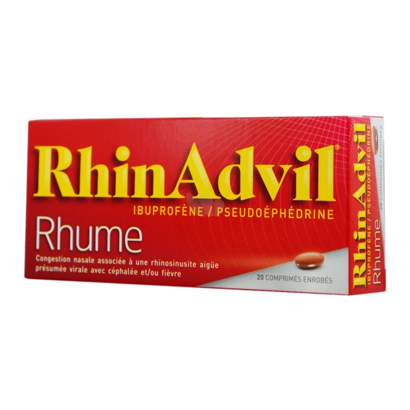 RHINADVIL RHUME Ibuprofène / pseudoéphédrine Boite de 20 comprimés ...