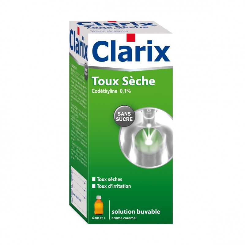 CLARIX TOUX SECHE PENTOXYVERINE Sirop Enfant 1Flacon de 150ml - NotrePharma